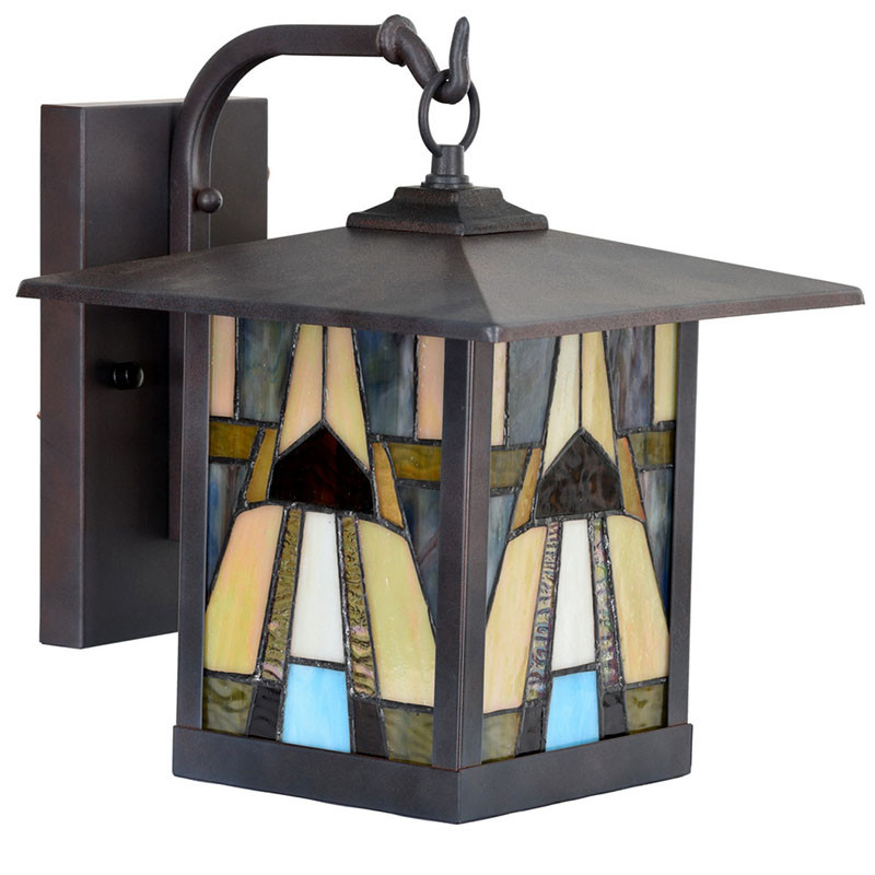 Mission Craftsman Stained Glass Wall Sconce - Cream