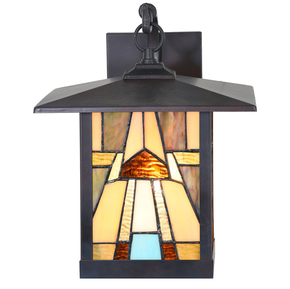 Mission Craftsman Stained Glass Wall Sconce - Cream