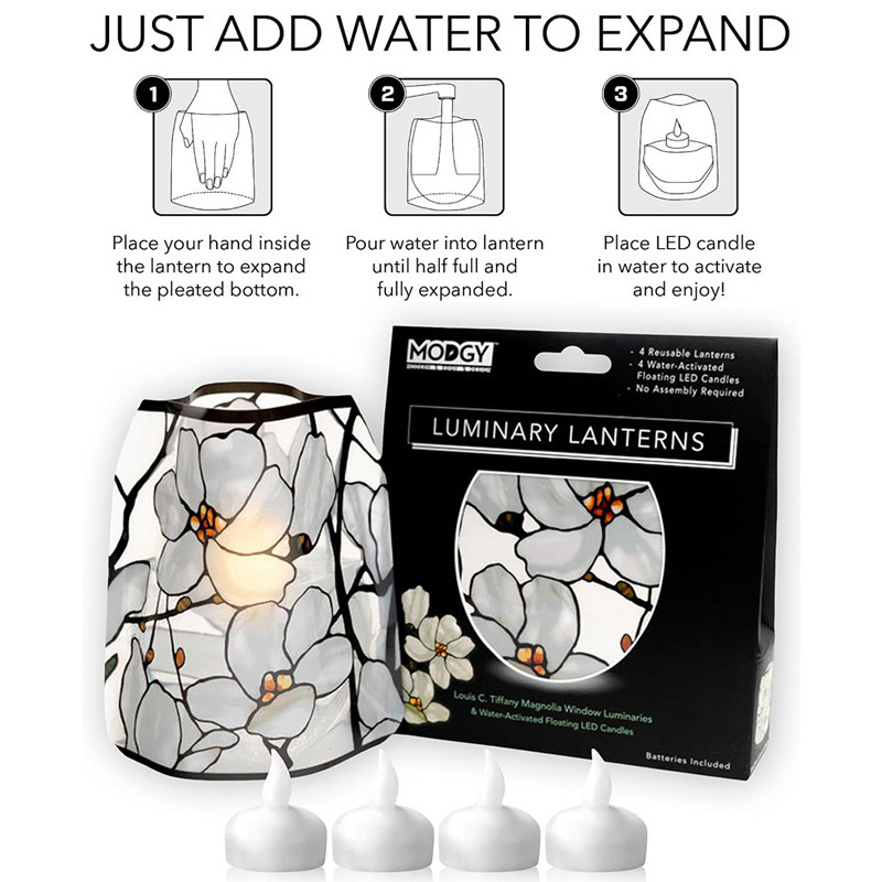 Modgy Louis C. Tiffany Magnolia Luminaries - Set of Four