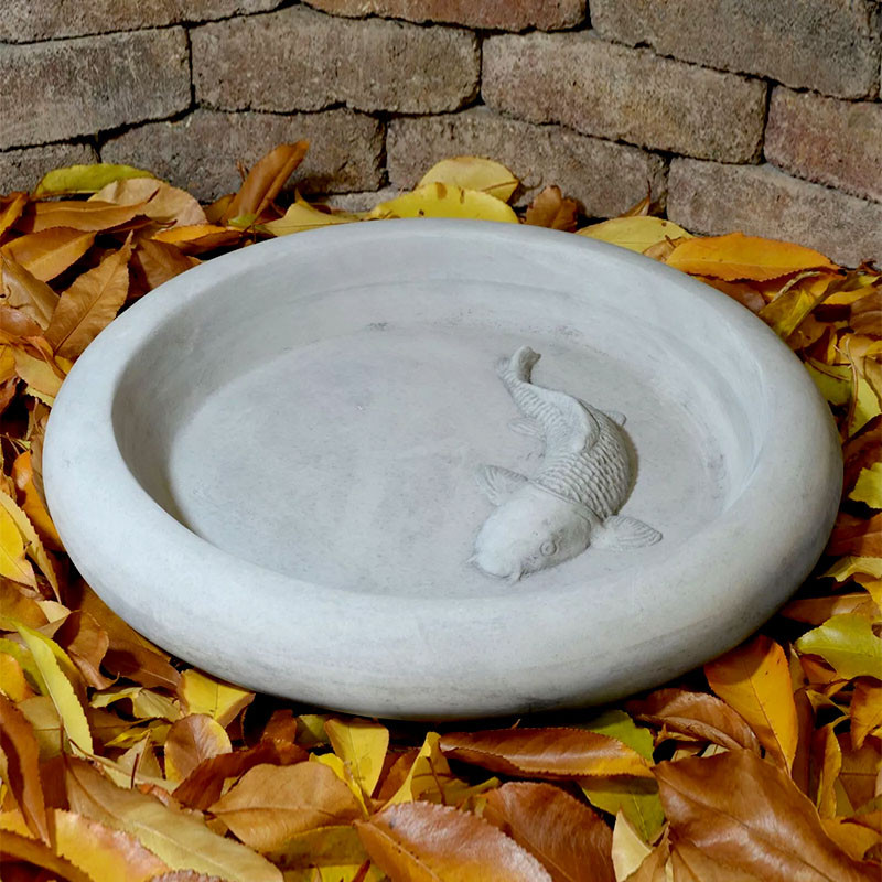 Koi Pond Cast Stone Bird Bath