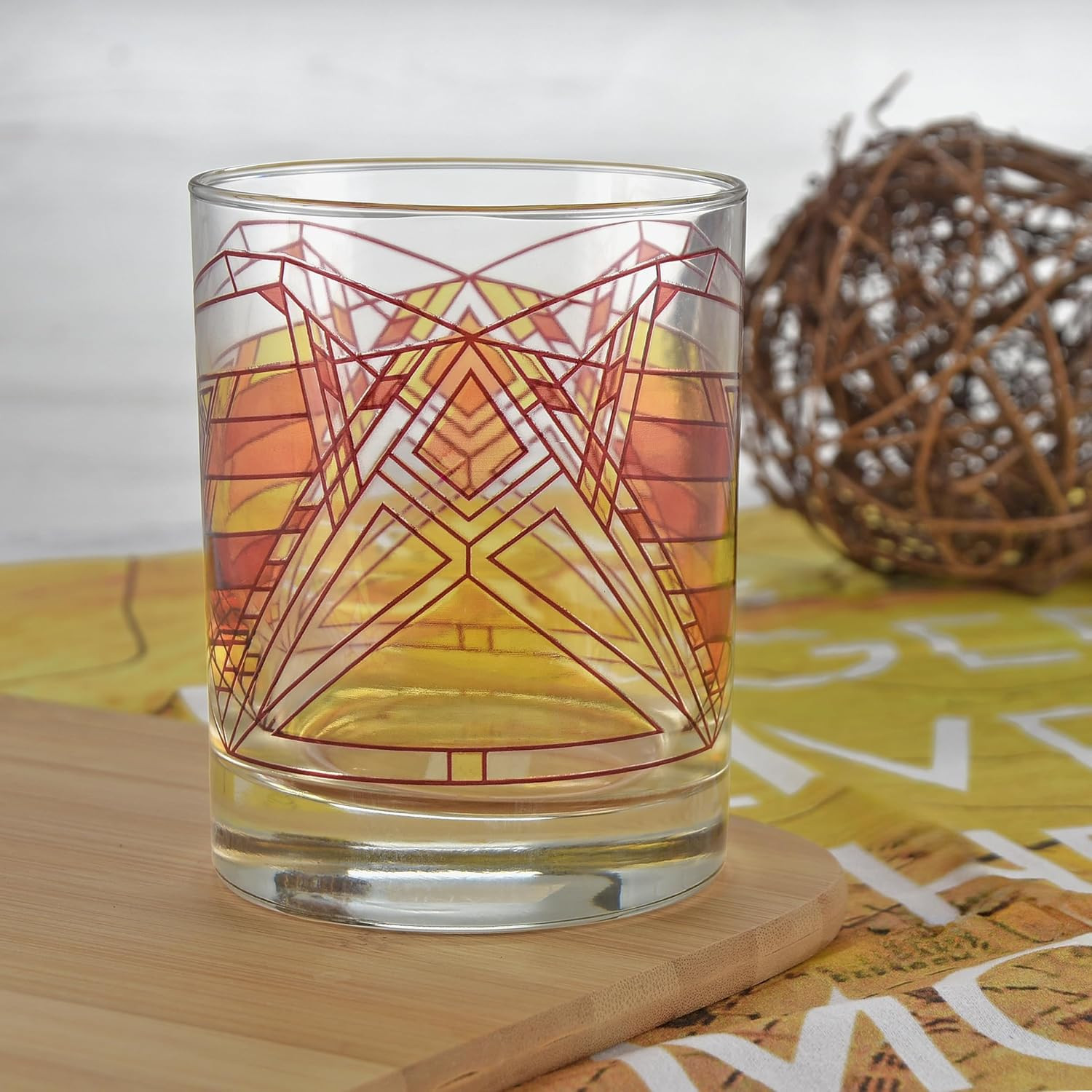 Frank Lloyd Wright Dana-Thomas Butterfly Orange DOF Glasses (Set of 2)