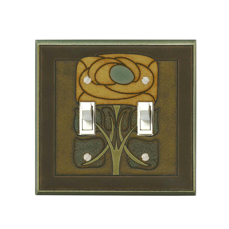 Art Nouveau Flower Ceramic Tile Switchplate