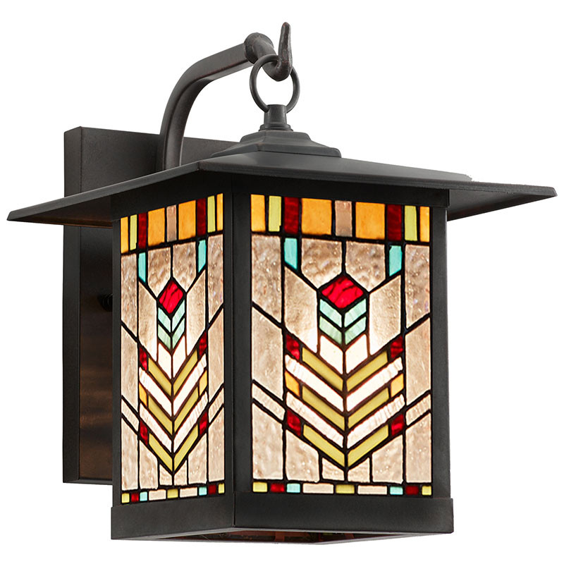 Mission Craftsman Stained Glass Wall Sconce Edward