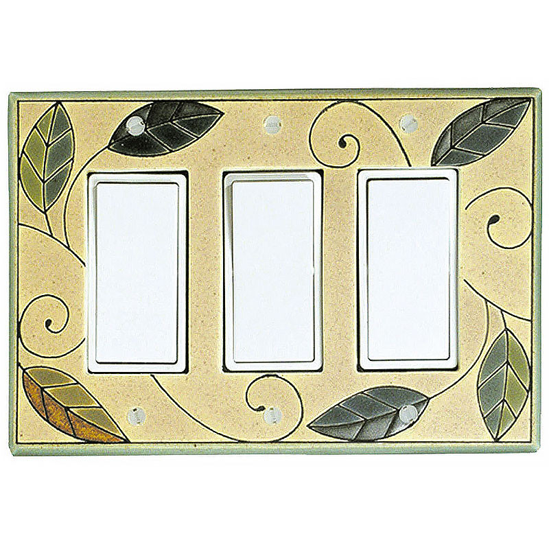 Art Nouveau Mosaic Leaves Ceramic Tile Switchplate