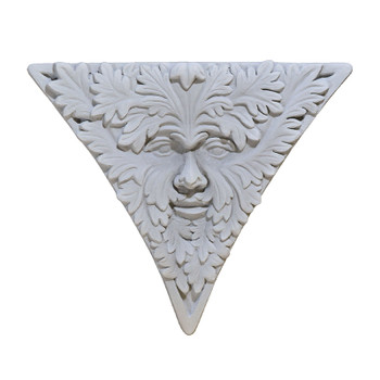 Triangular Green Man Plaque in Cast Stone