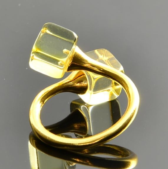Golden Amber Ring in Gold Plated Sterling Silver.