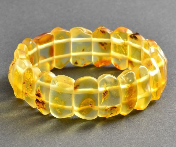Amber Bracelet Made of Honey Color Matte Baltic Amber.
