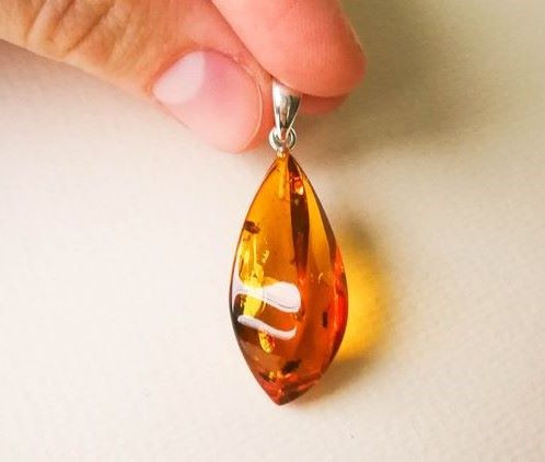 Cognac Amber Pendant Made of Cognac Color Baltic Amber.