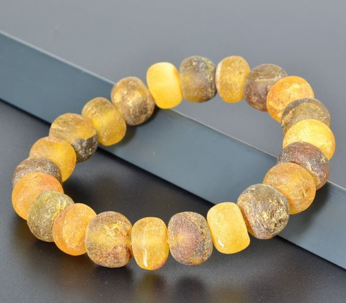 Mens Amber Beaded Bracelet Made of Large Raw Amber Beads.