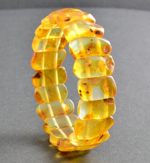 Amber Bracelet Made of Honey Color Matte Baltic Amber.
