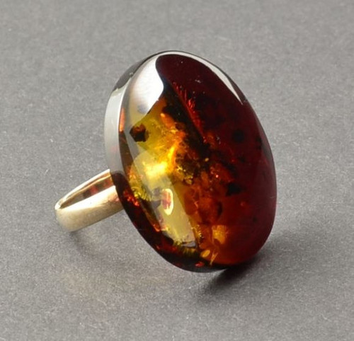 Adjustable Amber Rings Made of Multicolor Baltic Amber.