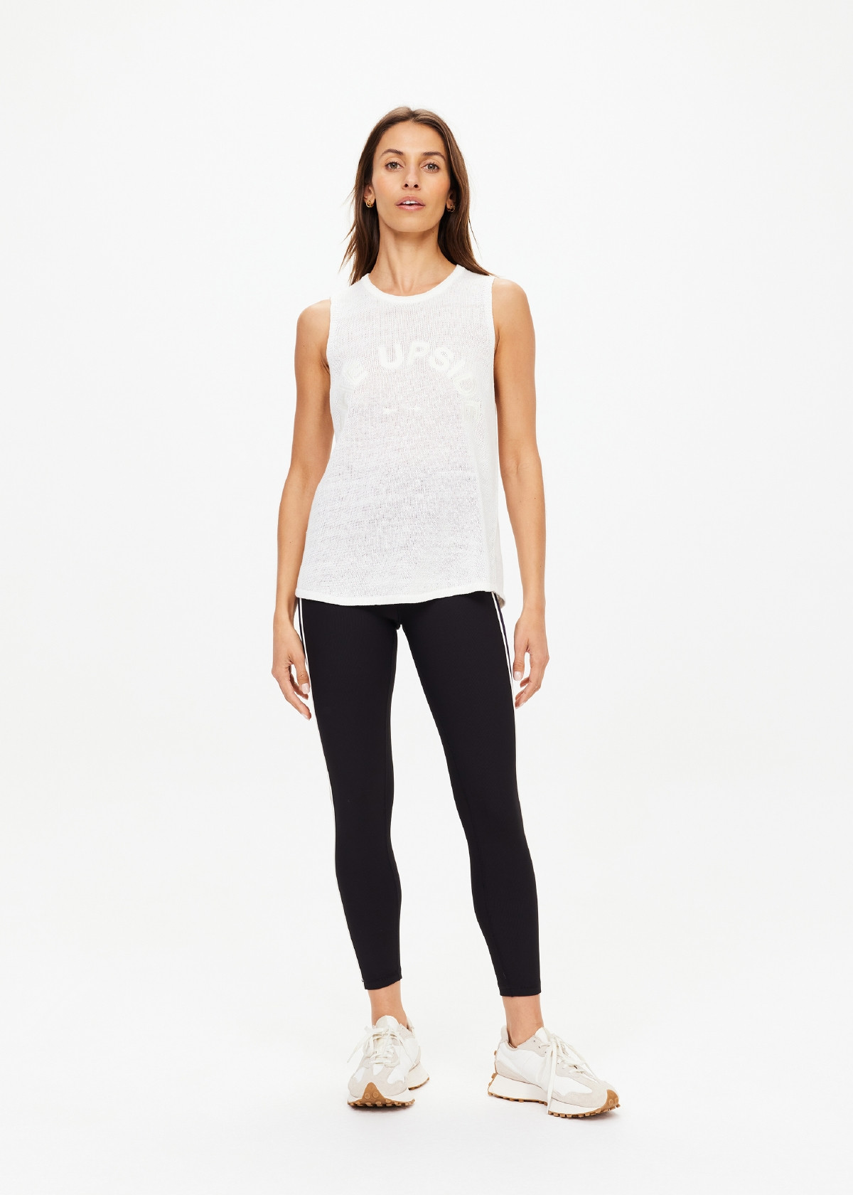 KNITTED LOGO TARA TANK TOP in WHITE | The UPSIDE