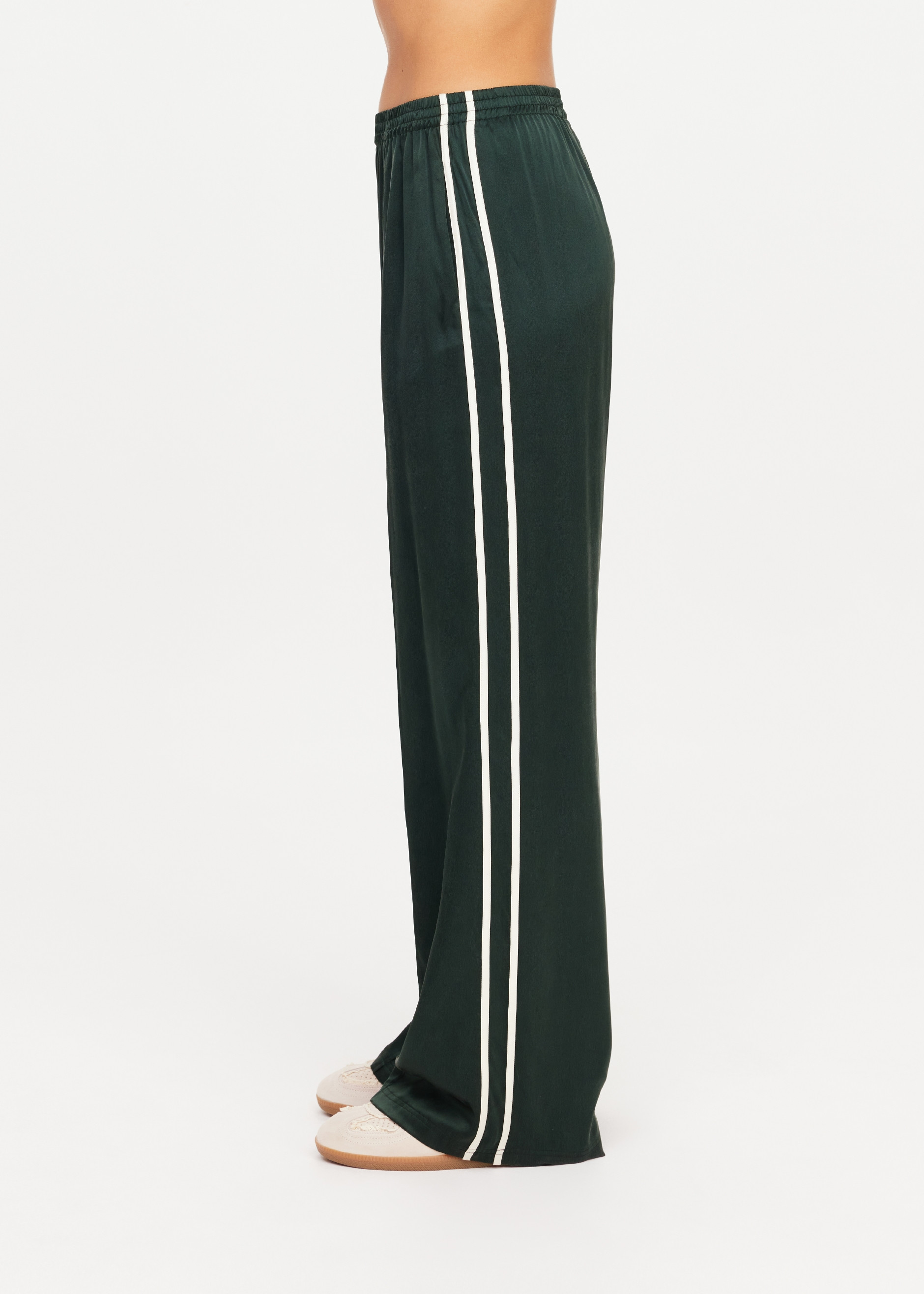 MARNIE SILK WIDE LEG PANT in JUNGLE GREEN | The UPSIDE