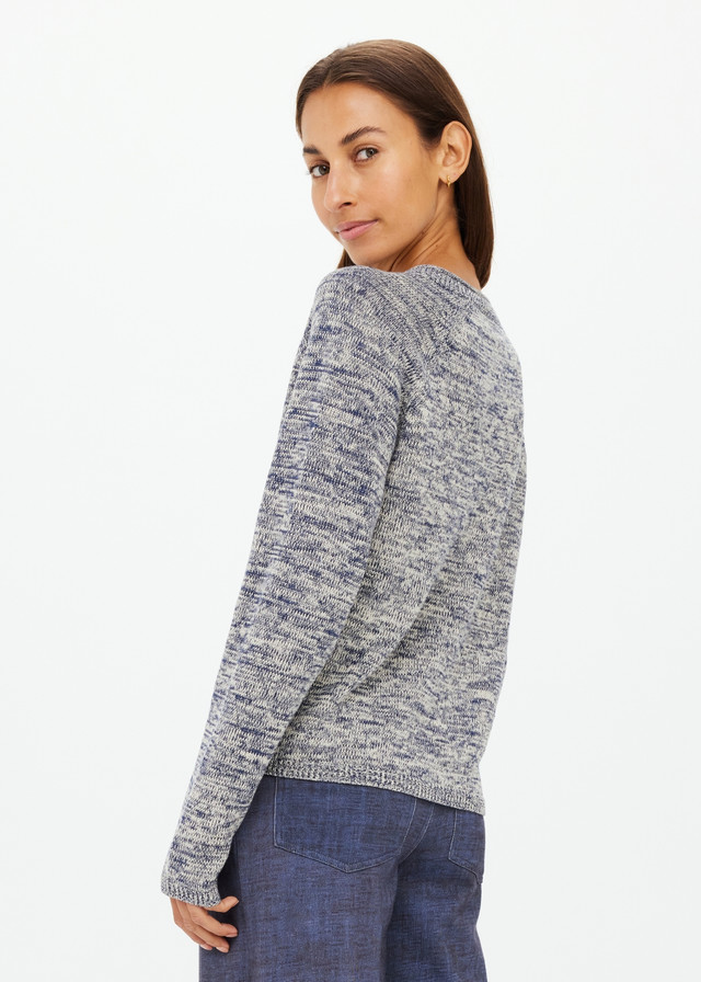 ARMADA SKYLAR V NECK SWEATER in BLUE MARLE | The UPSIDE