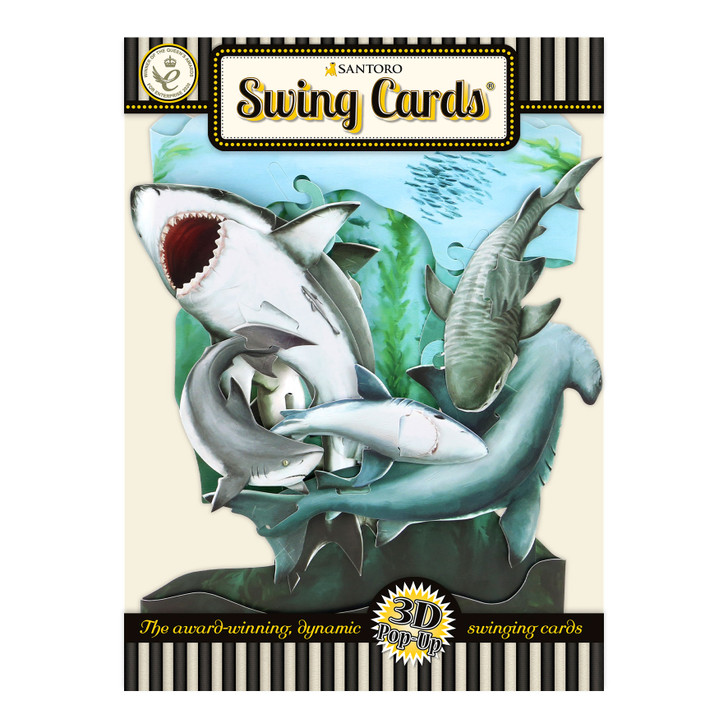 Santoro 3D Pop-up Greetings Card - Sharks Swing Card - For Kids, For ...