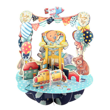 Santoro 3D Pop-Up Greetings Card - Baby Boy Spinning Pirouette Card ...