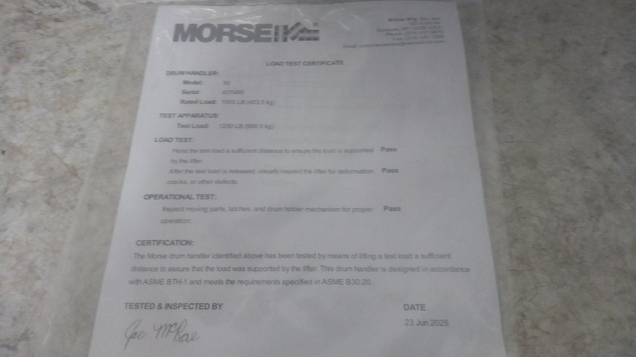 MORSE 92 MORSE Drum Lifter: 2 Grip Points, For 30 to 85 gal Drum ...