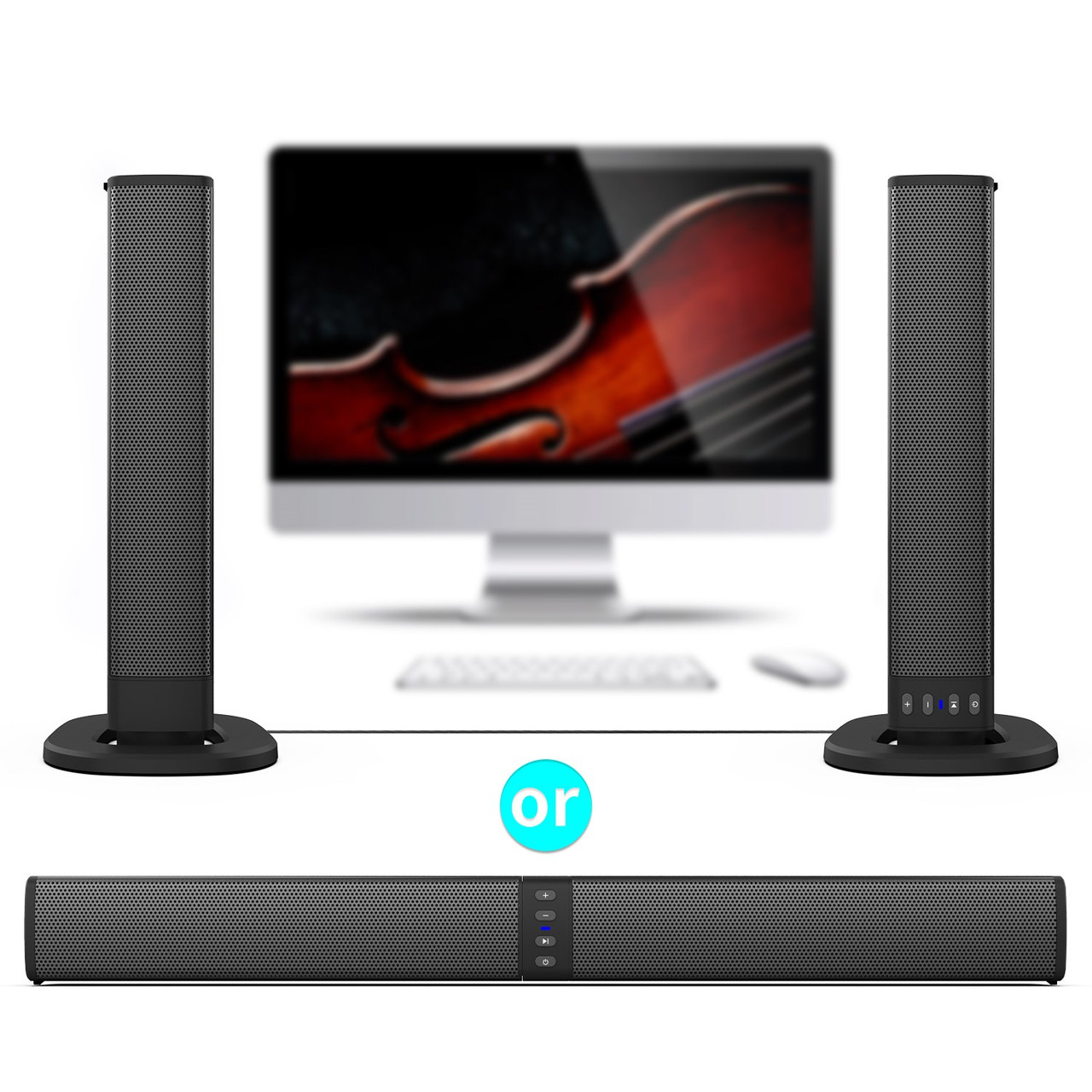 Portable Surround Sound Bar Bluetooth 2 Speaker in 1 Subwoofer TV Home ...