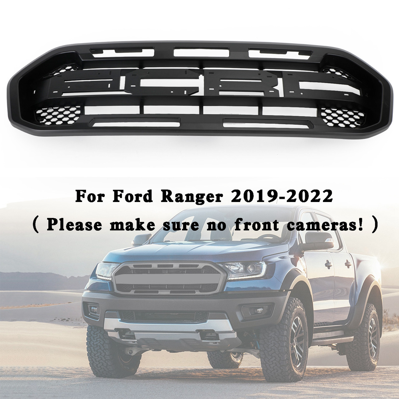 Raptor Style Front Bumper Grille Grill Fit Ford Ranger 2019-2023 Black ...