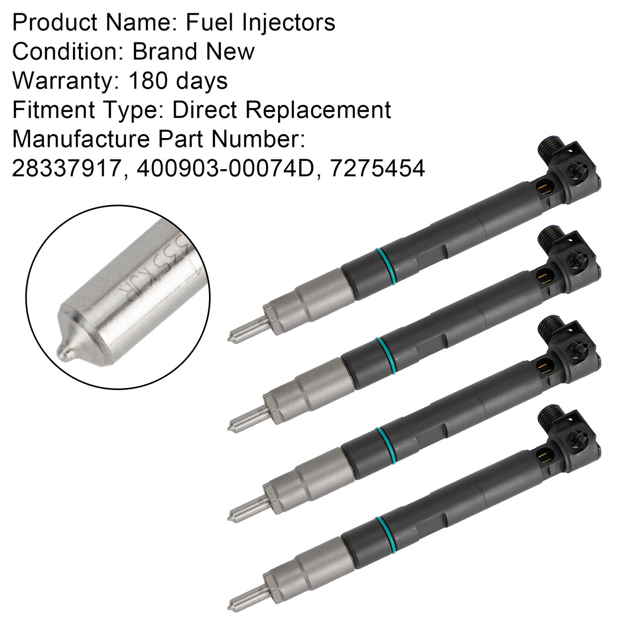 4PCS Fuel Injectors 400903-00074D fit Bobcat fit Doosan D24 D18 Engine ...