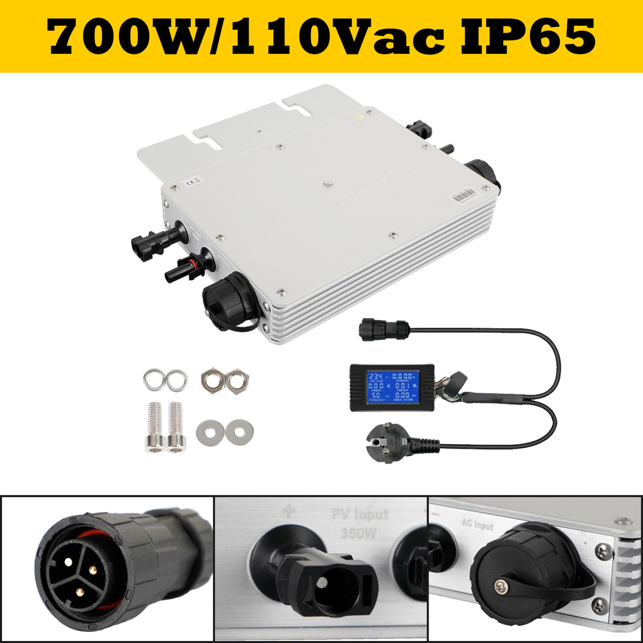 700W/110Vac IP65 Waterproof Solar Inverter Grid Tie MPPT Micro Inverter ...