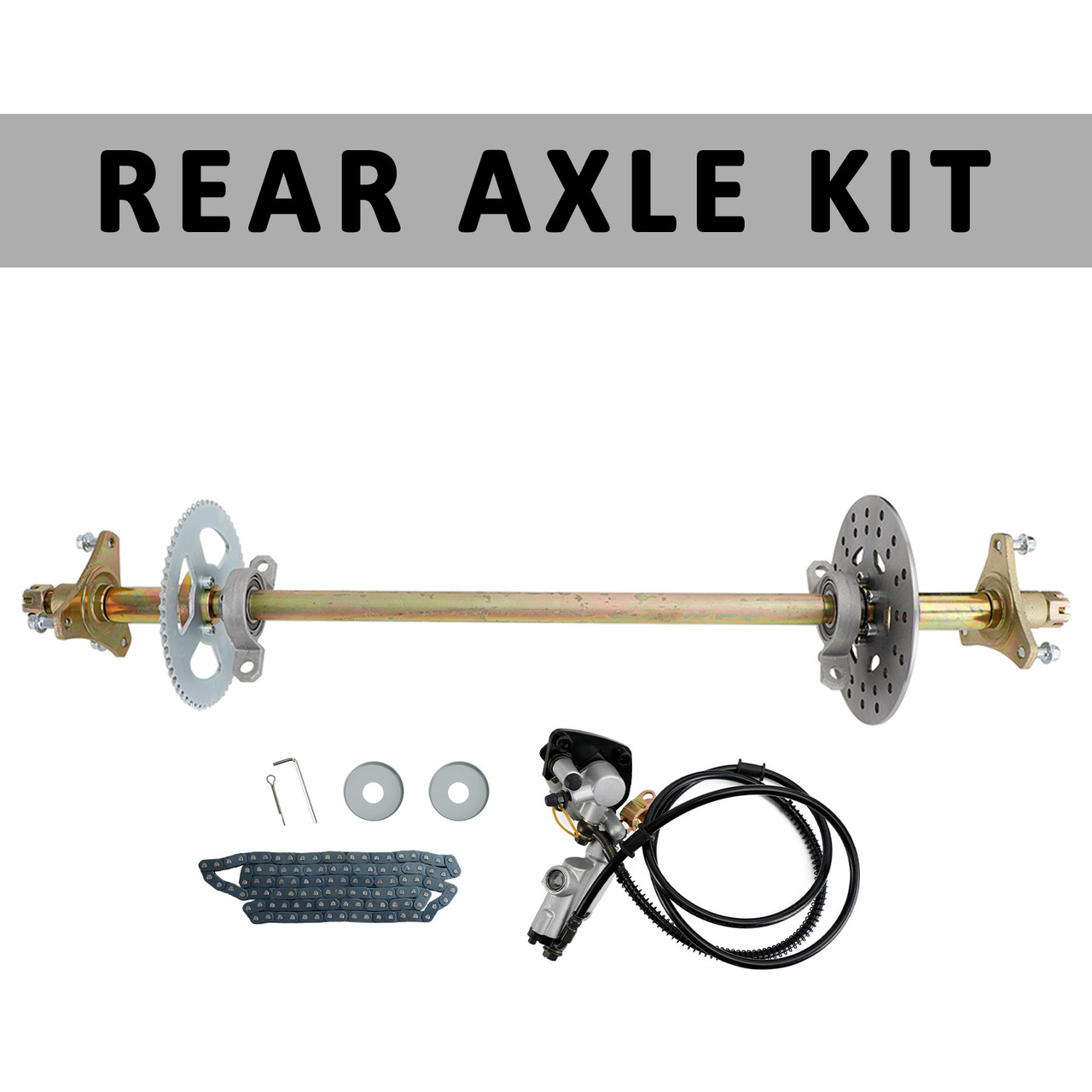 29" ATV Quad Go Kart Rear Live Axle Kit Sprocket Brake Wheel Hub Brake ...