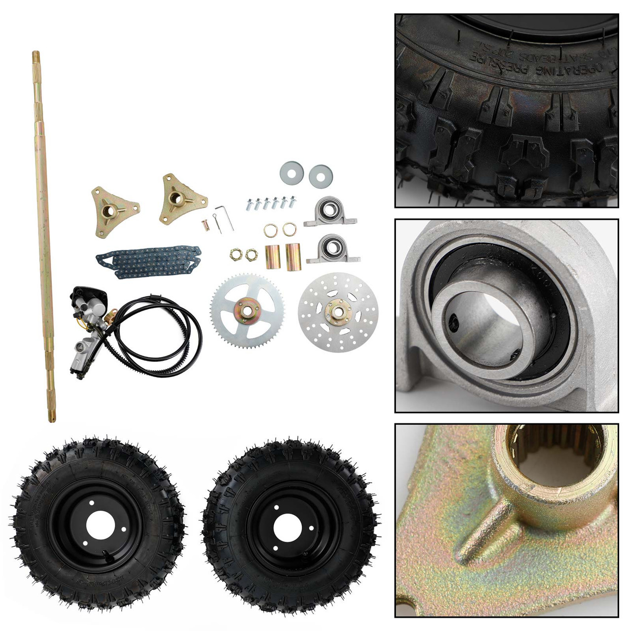 29" Rear Axle Assembly Complete Wheel Hub Kit for Go Kart Quad Trike ...