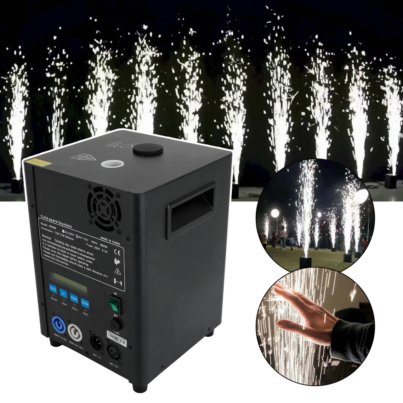 600W Electronic Cold Spark Firework Machine DMX Stage Effect Event Low ...