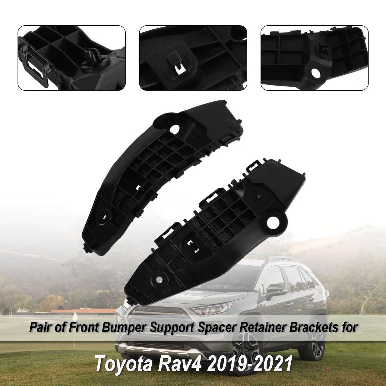 Pair of Front Bumper Support Spacer Retainer Brackets for Toyota Rav4 ...
