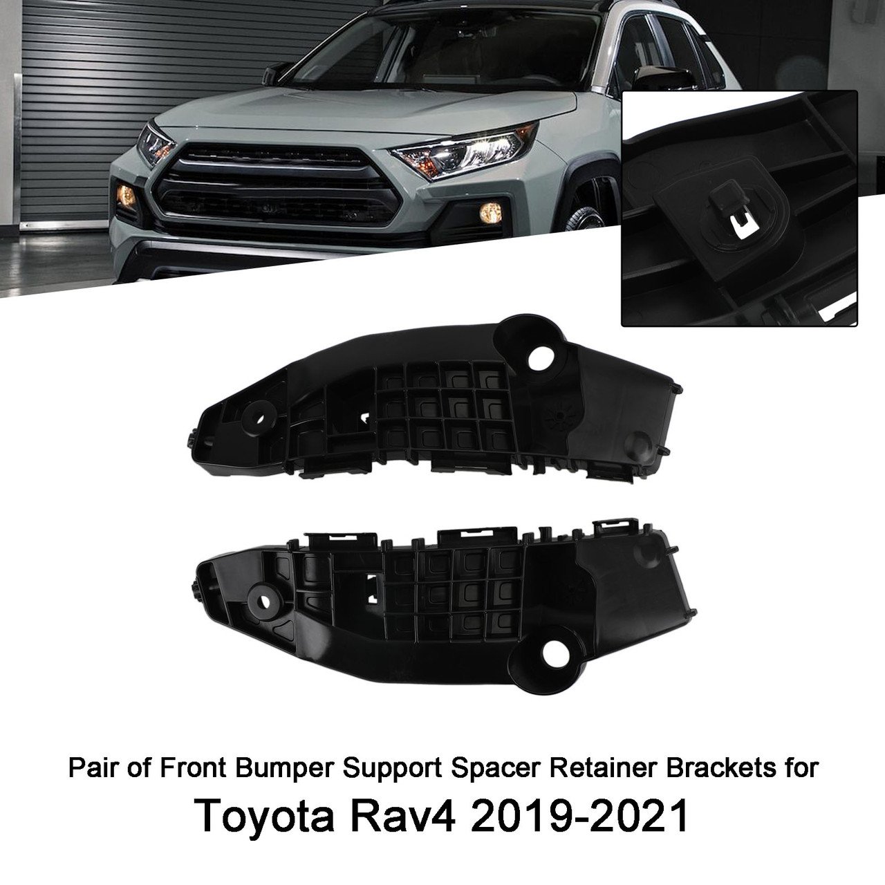 Pair of Front Bumper Support Spacer Retainer Brackets for Toyota Rav4 ...