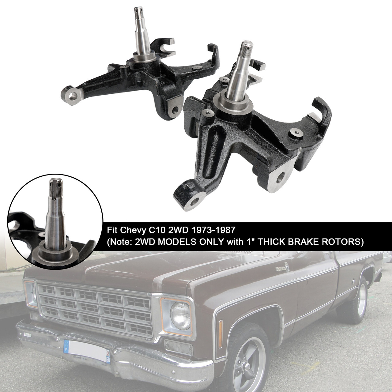 2.5" Front Drop Spindle Lowering Kit with Rotor 1" Fit Chevy C10 2WD ...