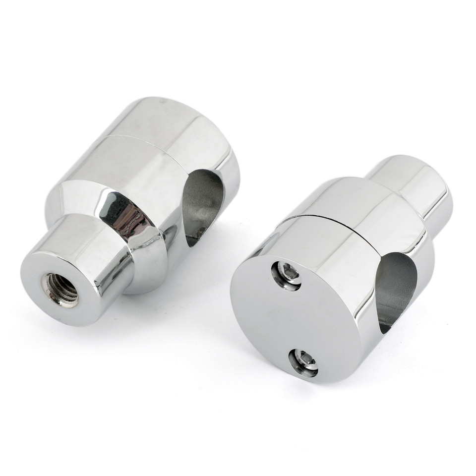2" Handlebar Risers Chrome Billet (Universal Fit to 1" Handlebar) Round ...