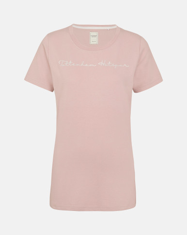 Spurs Womens Pink 'Tottenham Hotspur' Flock T-Shirt | Spurs