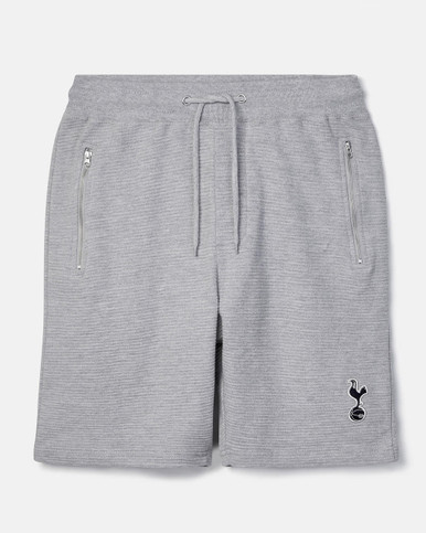 Spurs Mens Grey Stripe Textured Shorts | Spurs