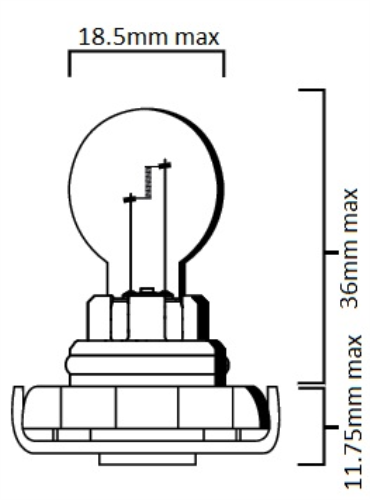 Philips 12085 PS19W Hipervision Bulb, 19 Watt, 12 Volt, 1.58A, PG20/1 Base