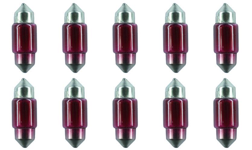 Box of 10 #3175R Lamp 3175 Red Auto Bulb Automotive