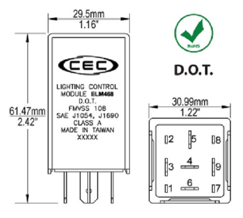 Electronic Turn Signal Flasher Relay 12 Amp ELM468, 4686094 EFL15