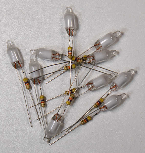 10 Neon Lamps, Green, Wire Terminal, built-in resistor for operation at ...