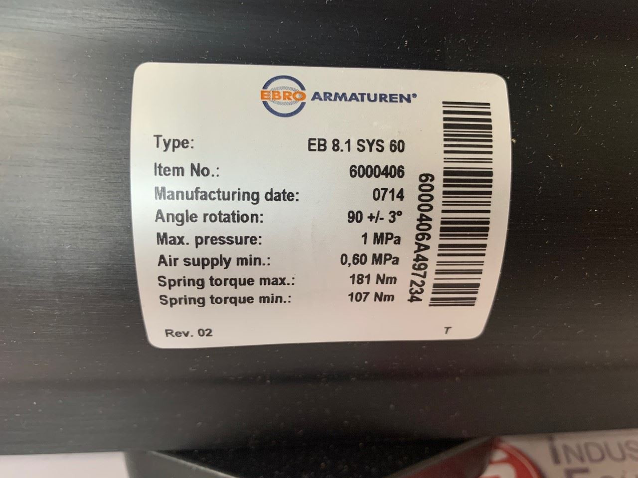 EBRO EB 8.1 SYS 60 Pneumatic Valve Actuator - FUS Industrial