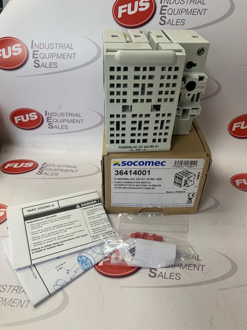 SOCOMEC 36414001 Fuserbloc DC A1 3+NC 32A Fuse Combination Switch - FUS ...