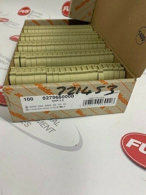Weidmuller SAK 2.5/35 (0268860000) Terminal BlK300V 20A AWG 22-12 - Box ...