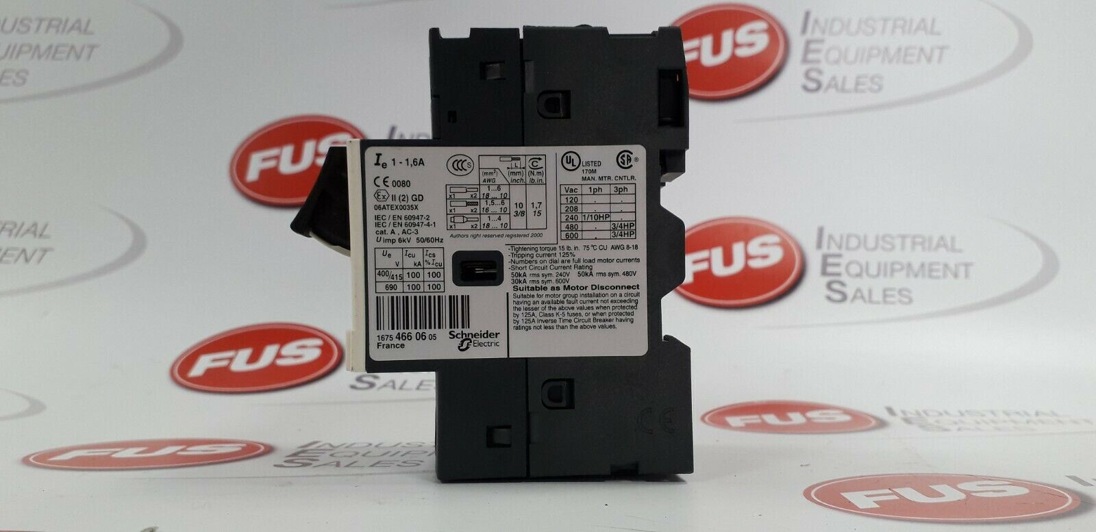 Schneider GV2ME06 / 1-1.6A Motor Circuit Breaker - Used - FUS Industrial