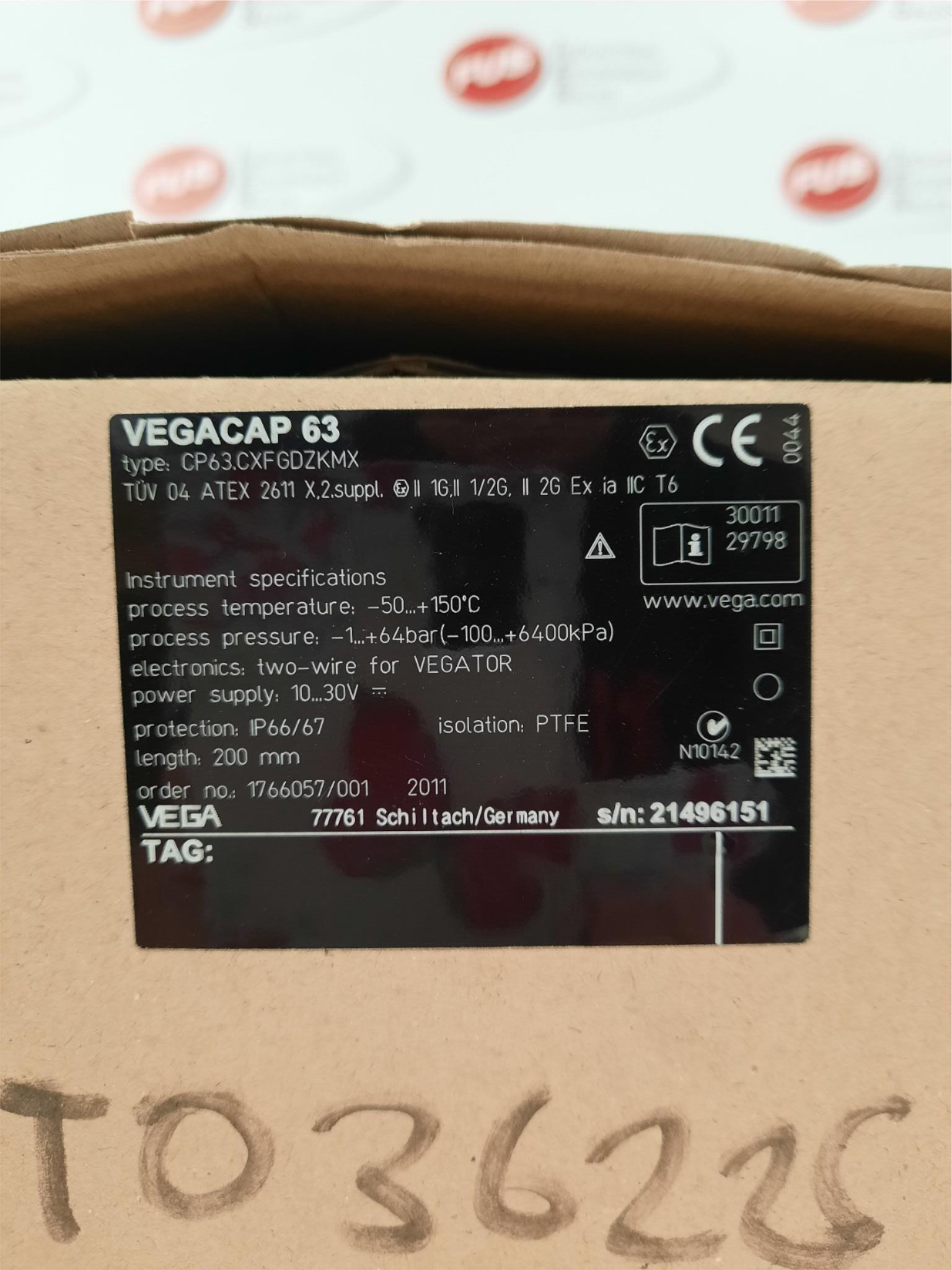 VEGACAP 63 Type : CP63.CXFGDZKMX 200MM Capacative Level Switch - FUS ...