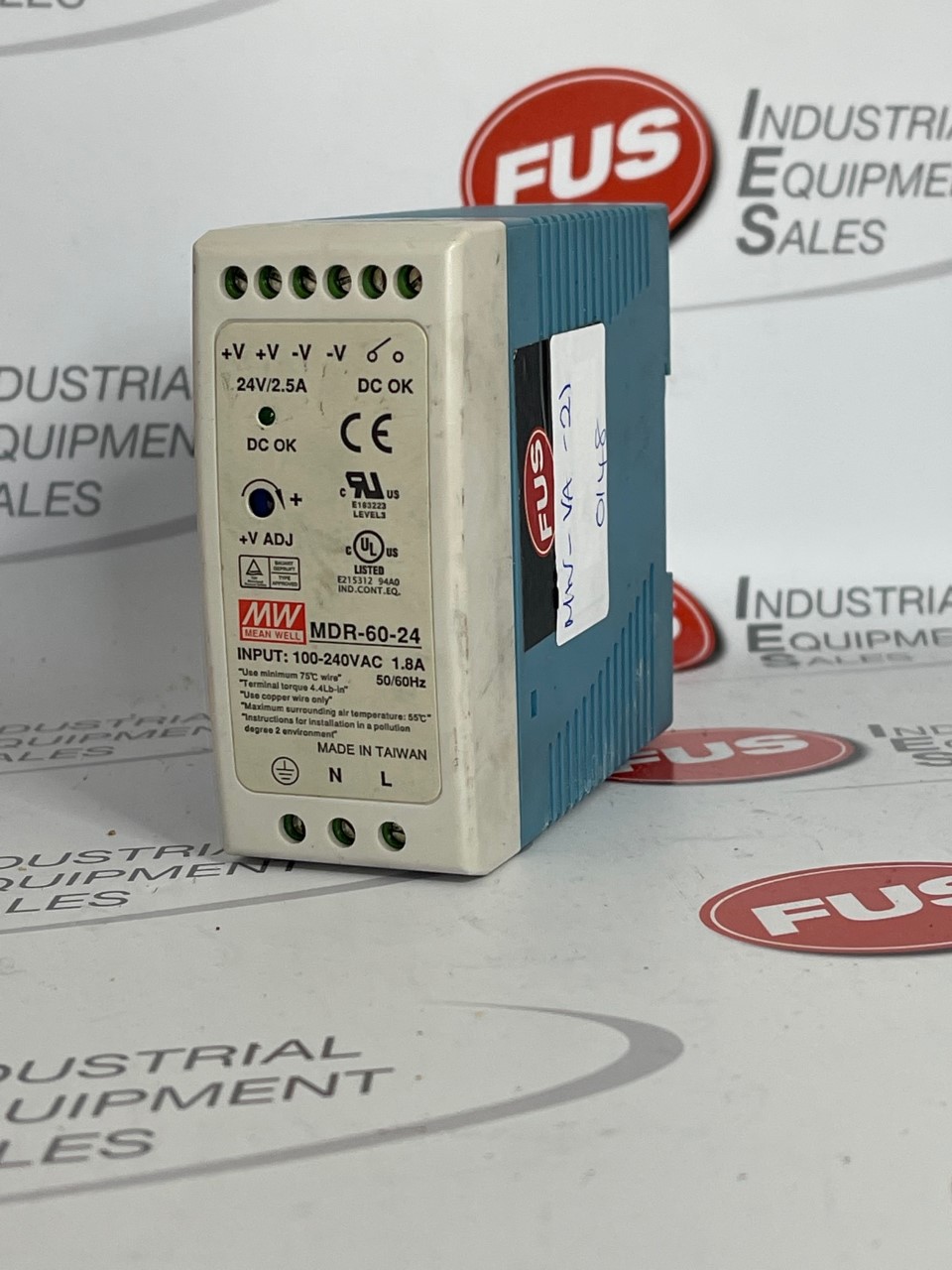 Meanwell MDR-60-24 Power Supply, 100-240 VAC, 1.8A - FUS Industrial