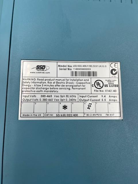 SSD Drives 650 Series 650/022/400/F/00/DISP/UK/0/0 - FUS Industrial