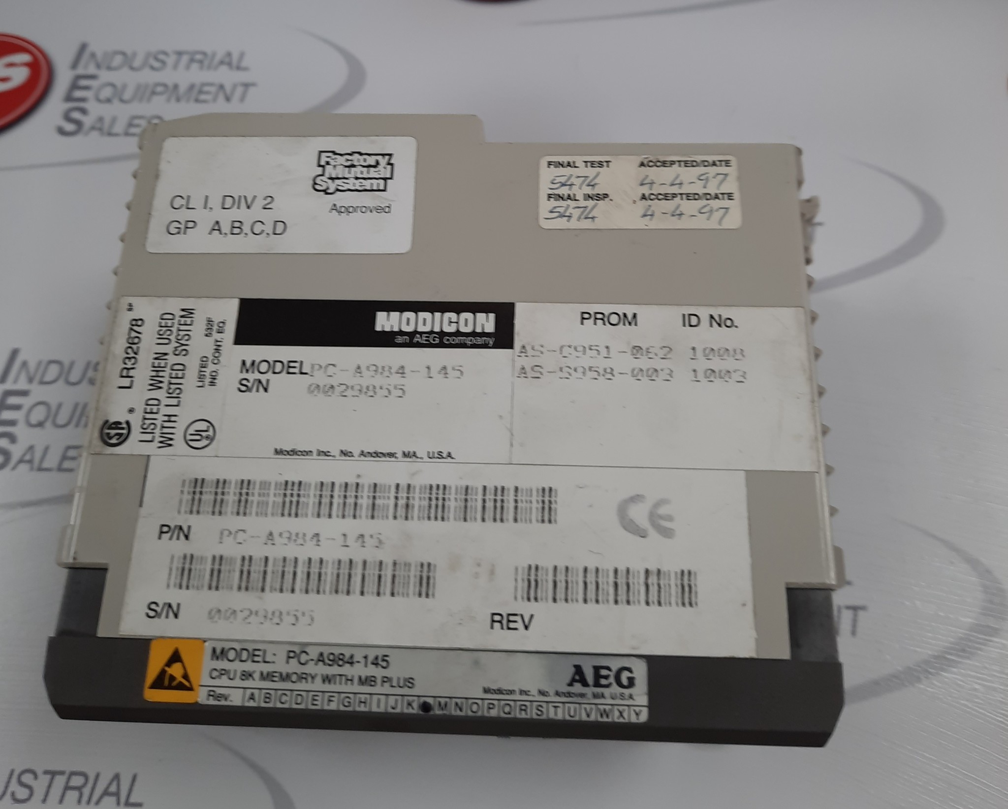 AEG PC-A984-145 CPU Modicon 8k Memory with MB Plus - FUS Industrial