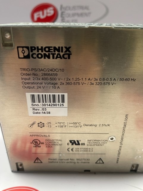 Phoenix Contact TRIO-PS/3AC/24DC/10 Power Supply / 2866459 - FUS Industrial