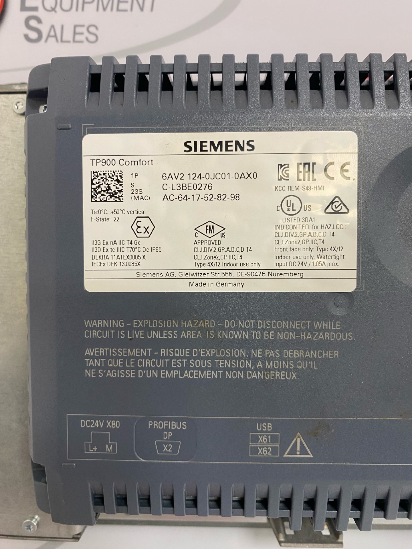 SIEMENS 6AV2 124-0JC01-0AX0 TP900 Comfort HMI Screen - Used - FUS Industrial