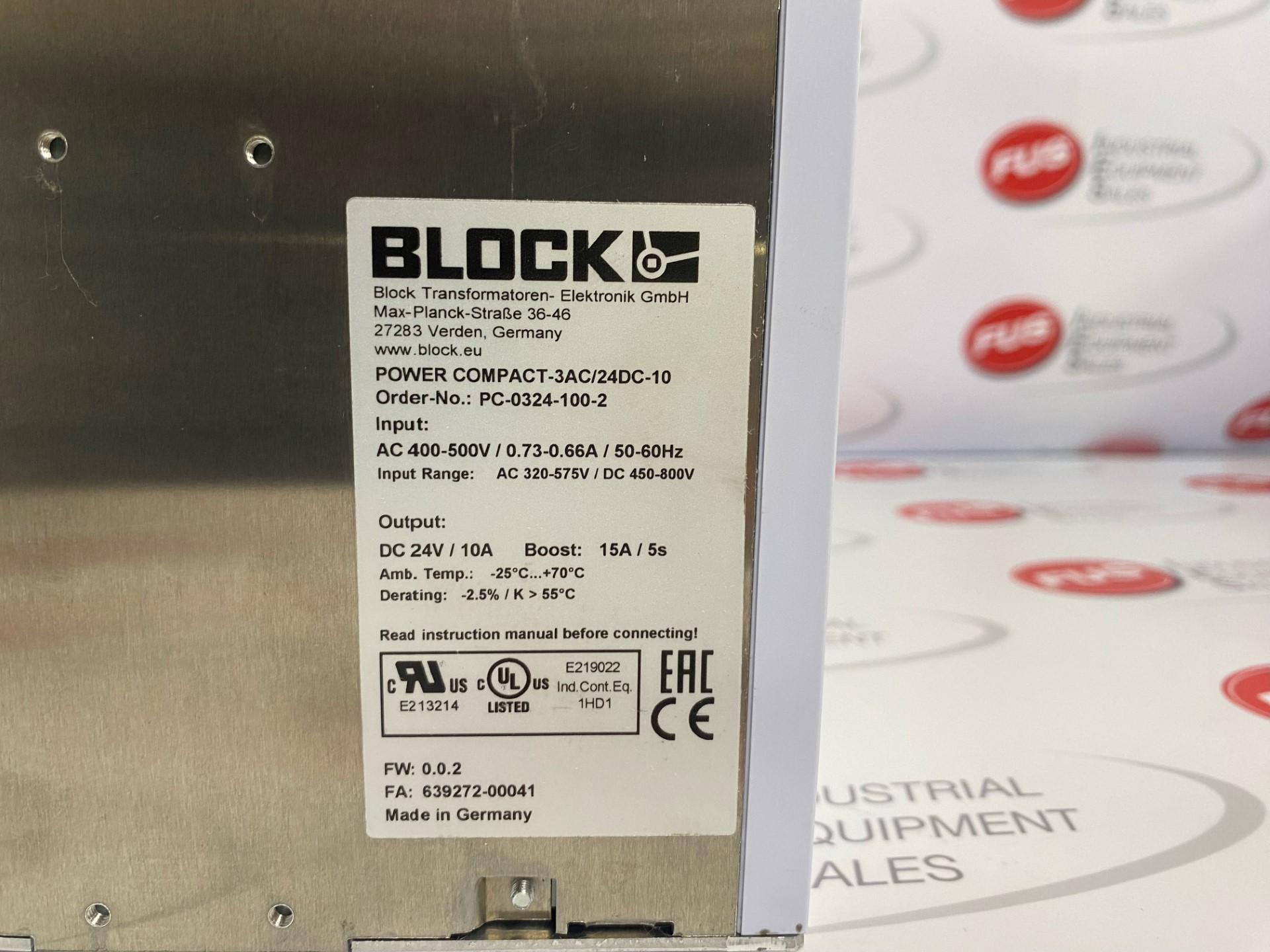 Block PC-0324-100-2 Power Compact -3AC/24DC-10 - FUS Industrial