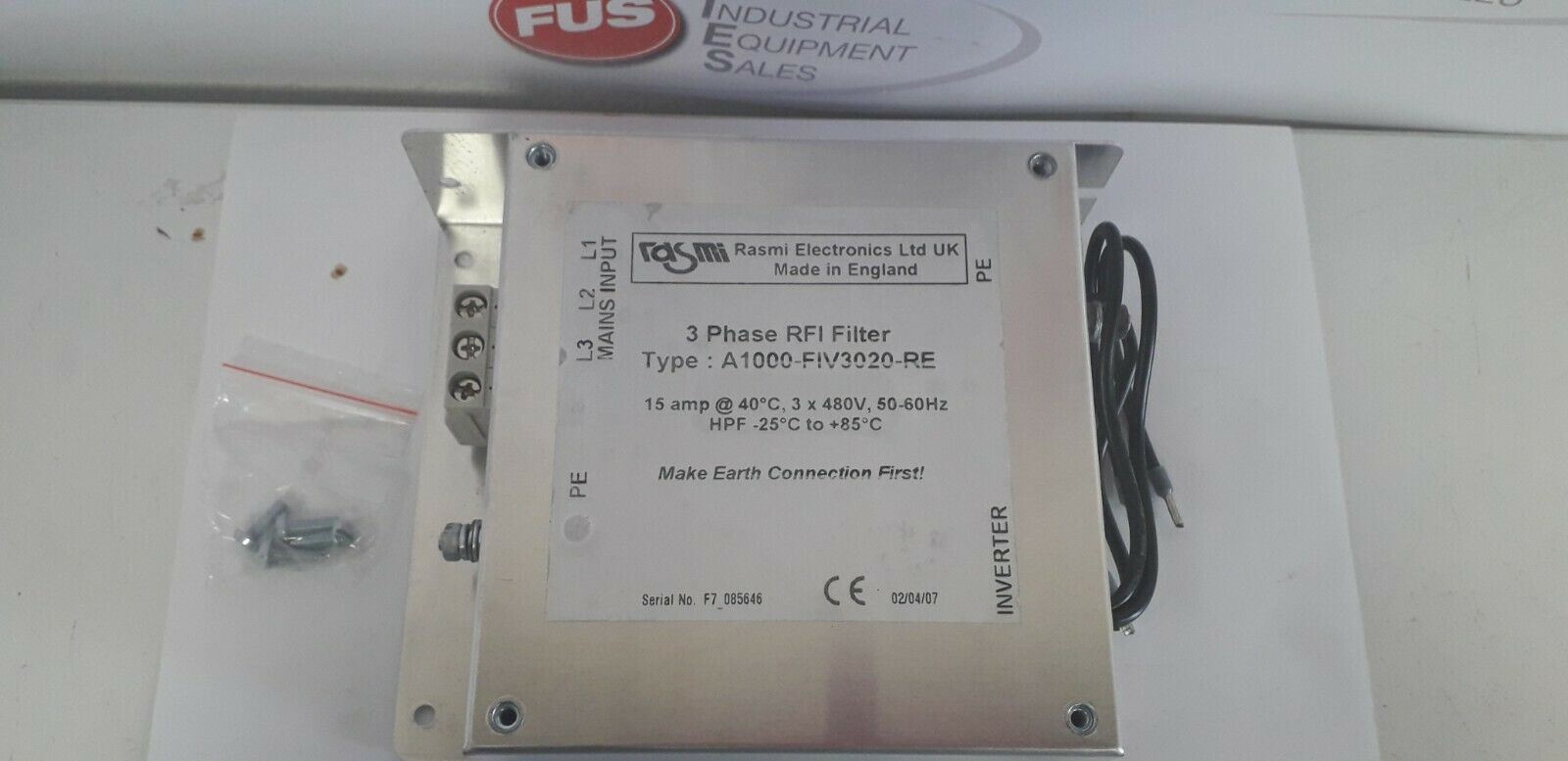 RASMI Electronics Single Phase RFI Filter A1000-FIV1020-RE - FUS Industrial